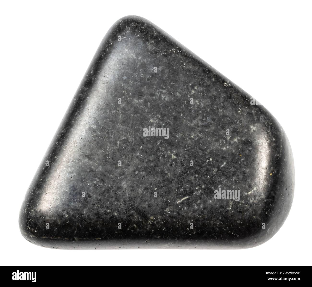 close up of sample of natural stone from geological collection - polished diabase mineral ...