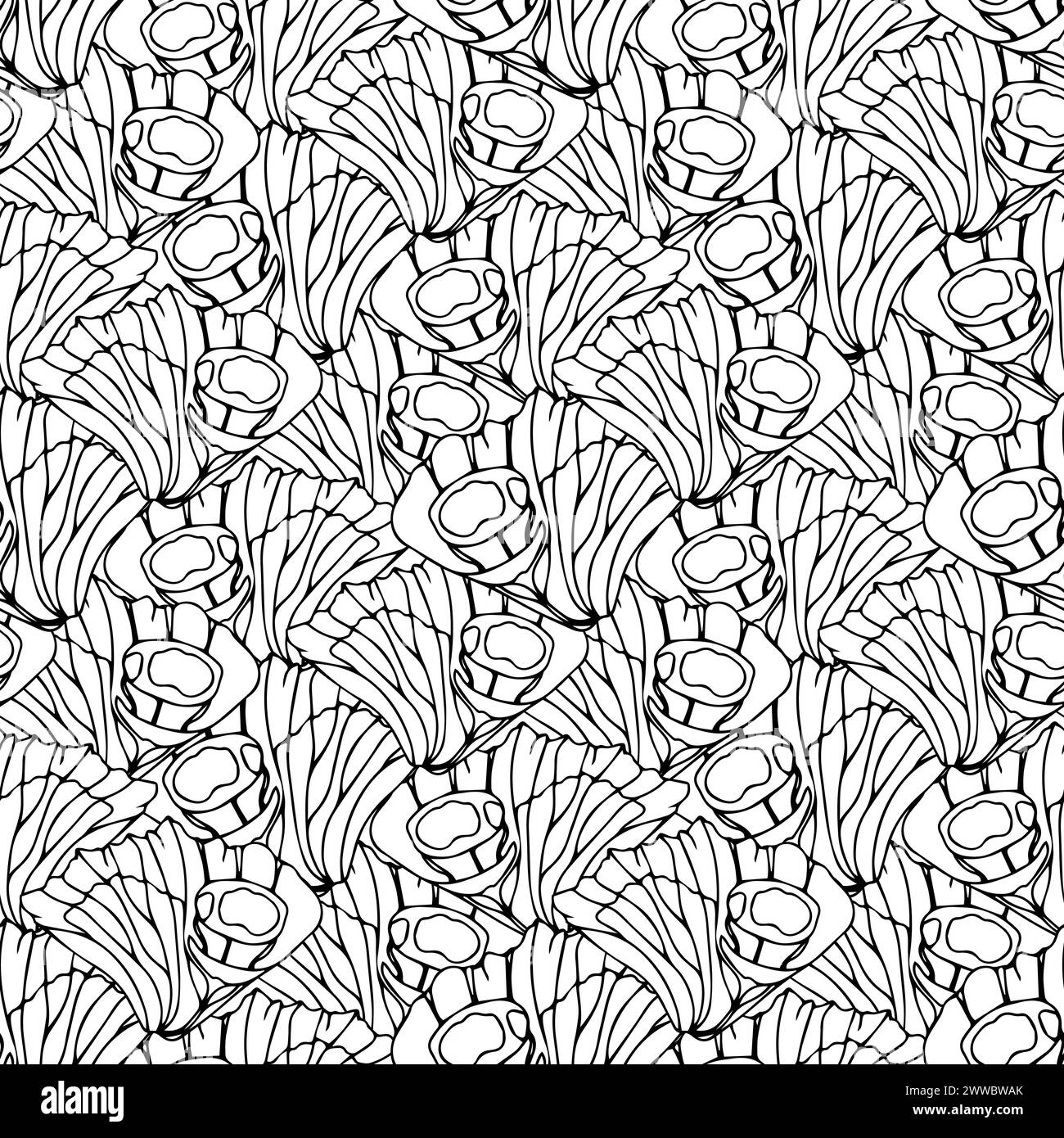 Butterflies black and white ink line vector seamless pattern background ...