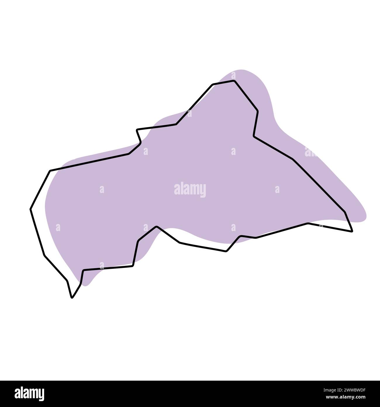 Central African Republic country simplified map. Violet silhouette with ...