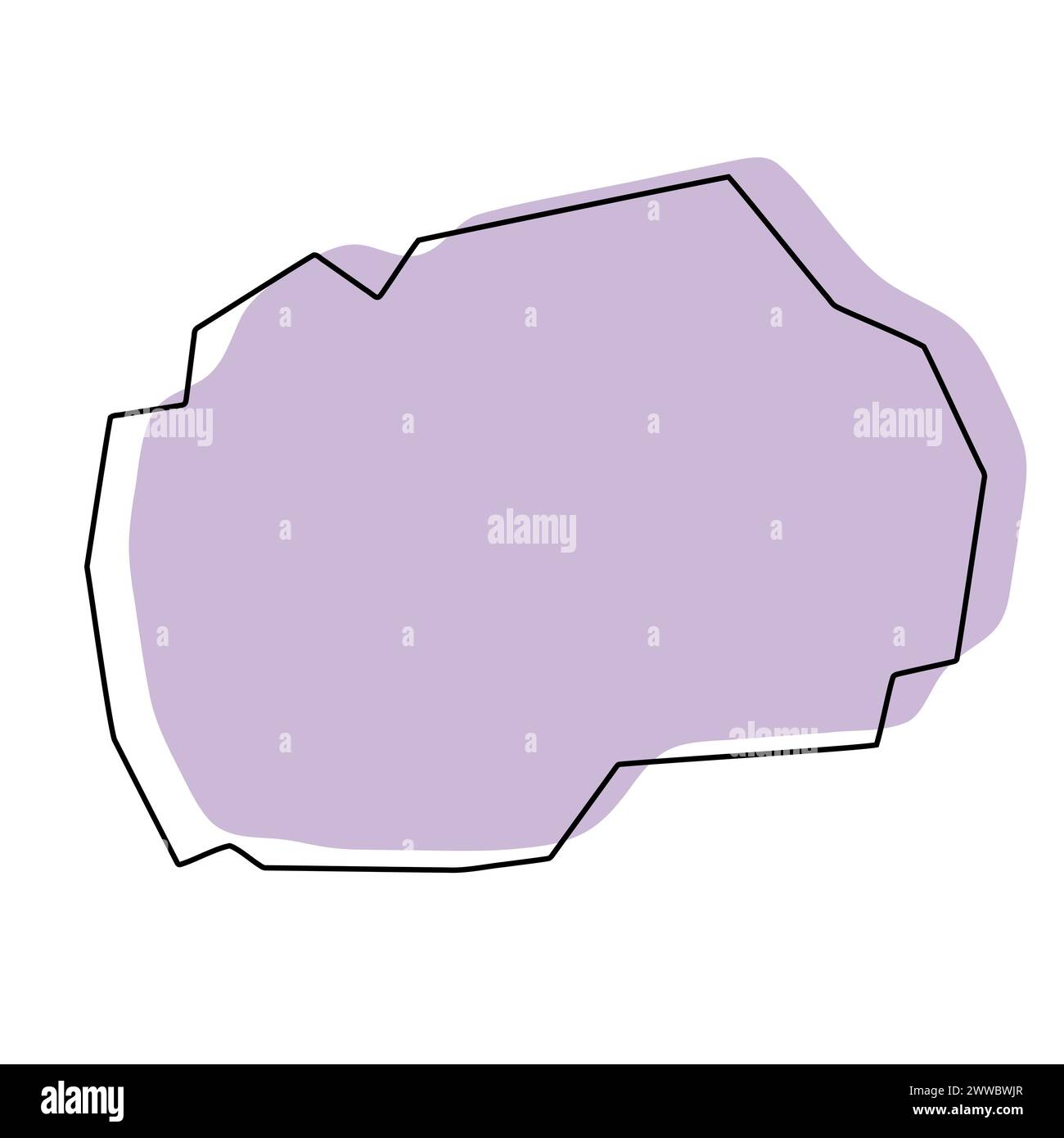 North Macedonia country simplified map. Violet silhouette with thin ...