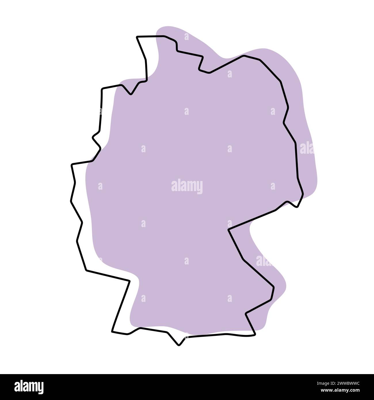 Germany country simplified map. Violet silhouette with thin black ...