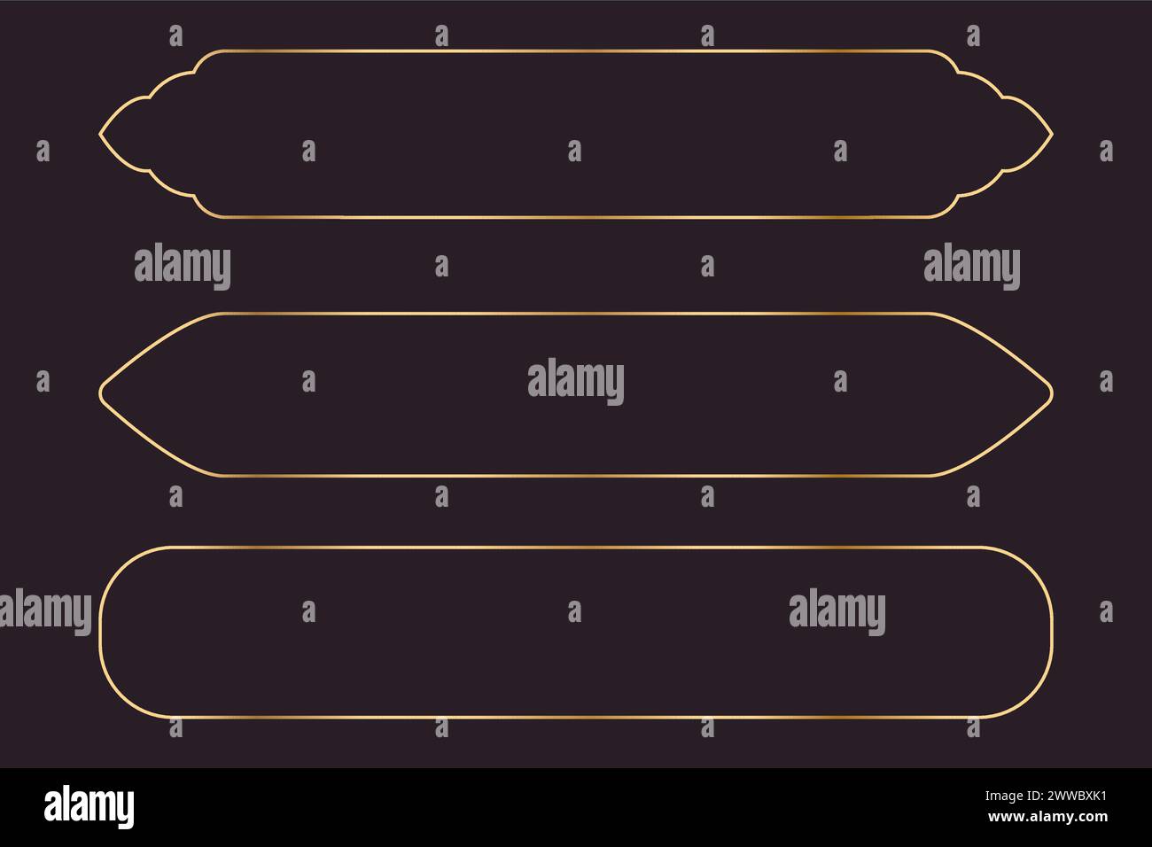 Set long frame thin line gold border shiny panel empty interface ...