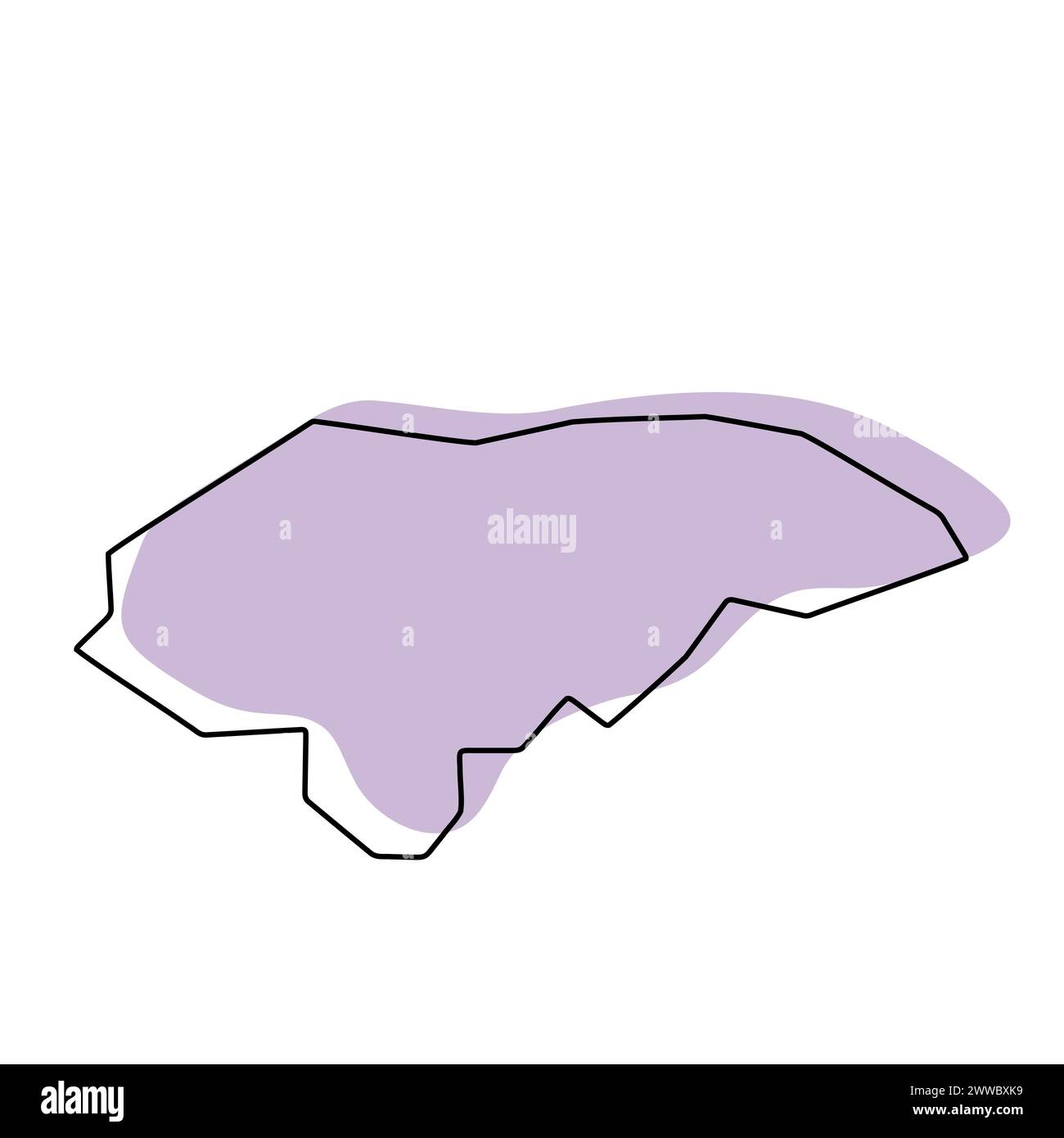 Honduras country simplified map. Violet silhouette with thin black ...