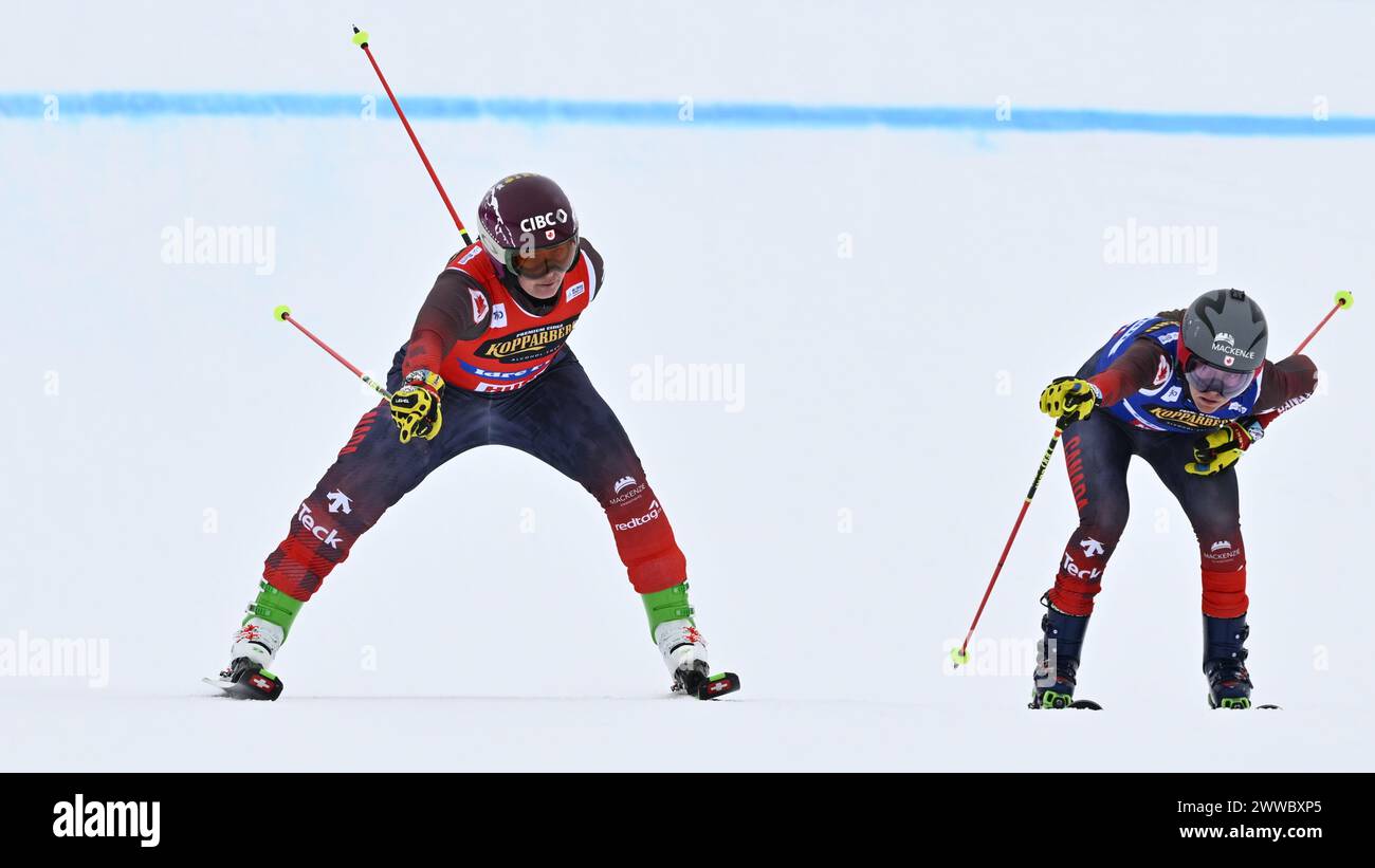 Marielle Thompson, Canada, (red) wins the women's big final, to the ...