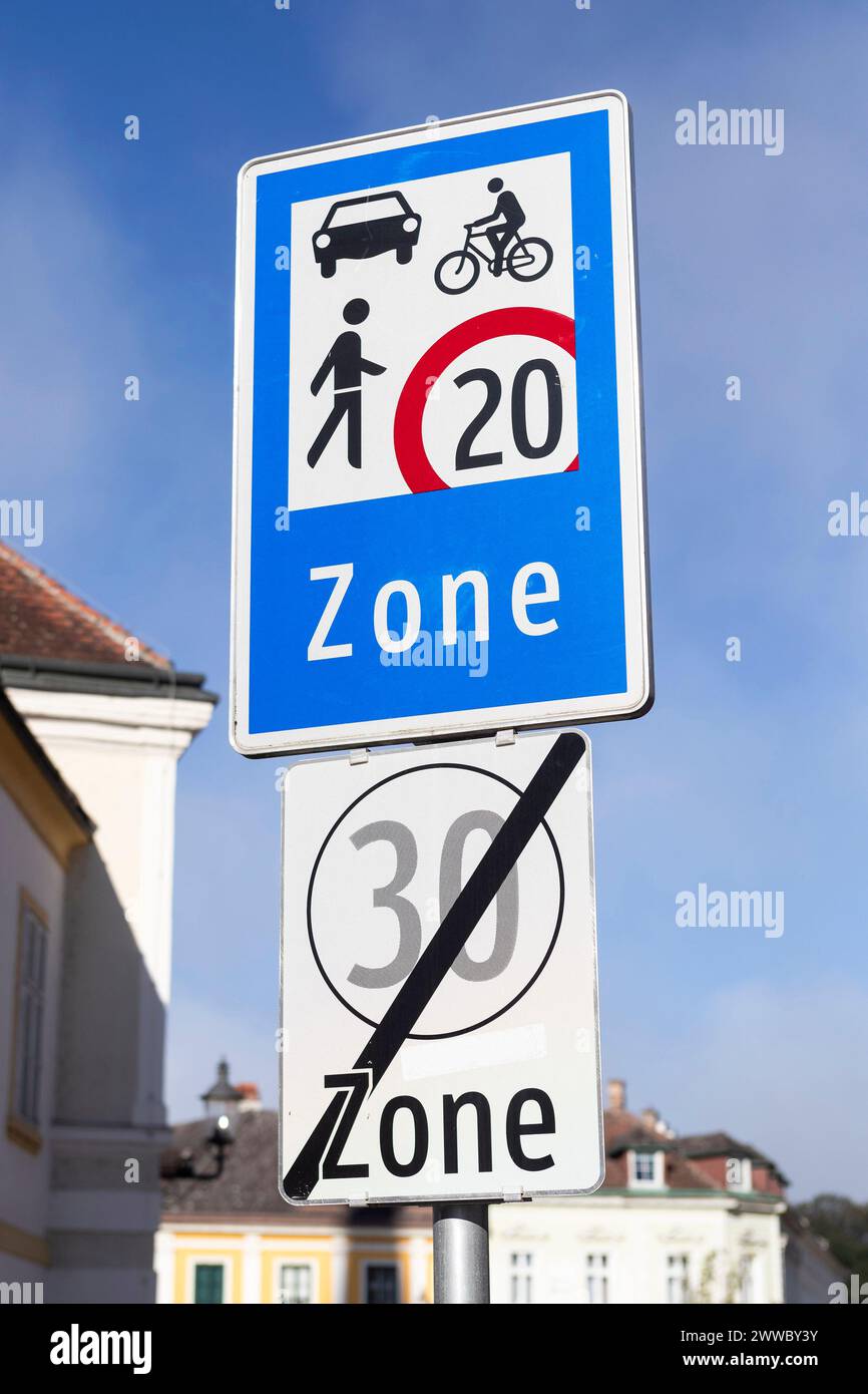 Traffic Signs, Residential Street, Pedestrian Zone, Austria Stock Photo ...