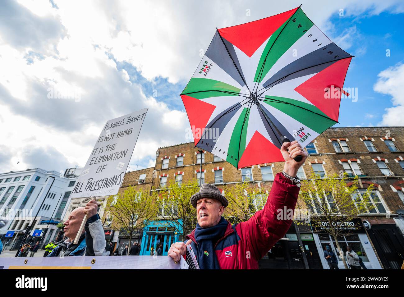 London, UK. 23rd Mar, 2024. Palestine protest rally Camden, calling for ...