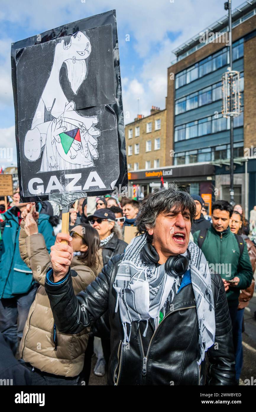 London, UK. 23rd Mar, 2024. Palestine protest rally Camden, calling for ...