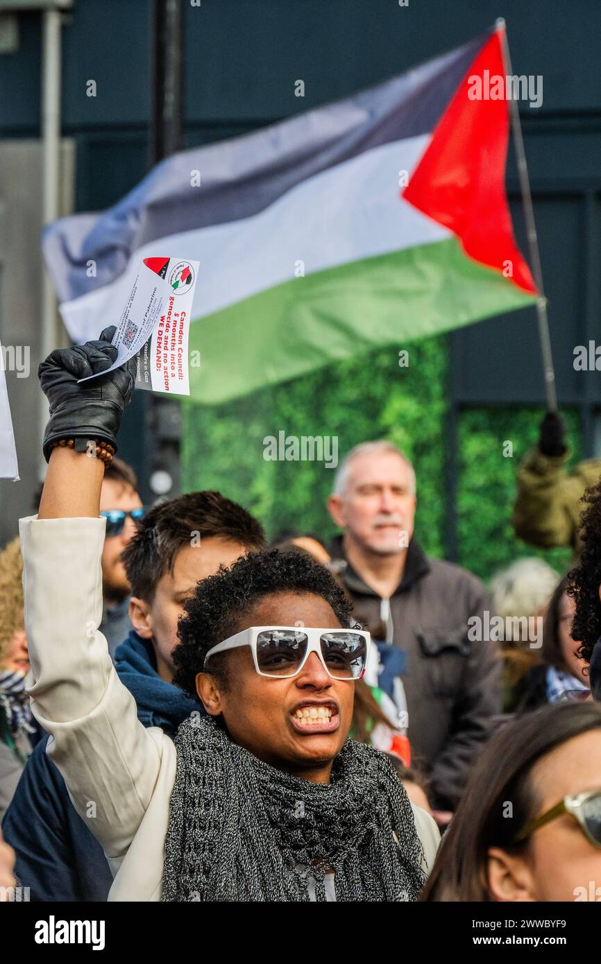London, UK. 23rd Mar, 2024. Palestine protest rally Camden, calling for ...
