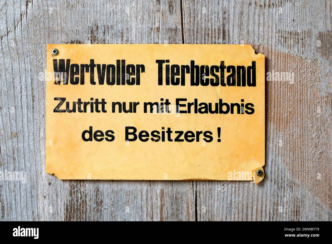 Sign, Valuable Livestock, Access Only With The Owner's Permission Stock ...