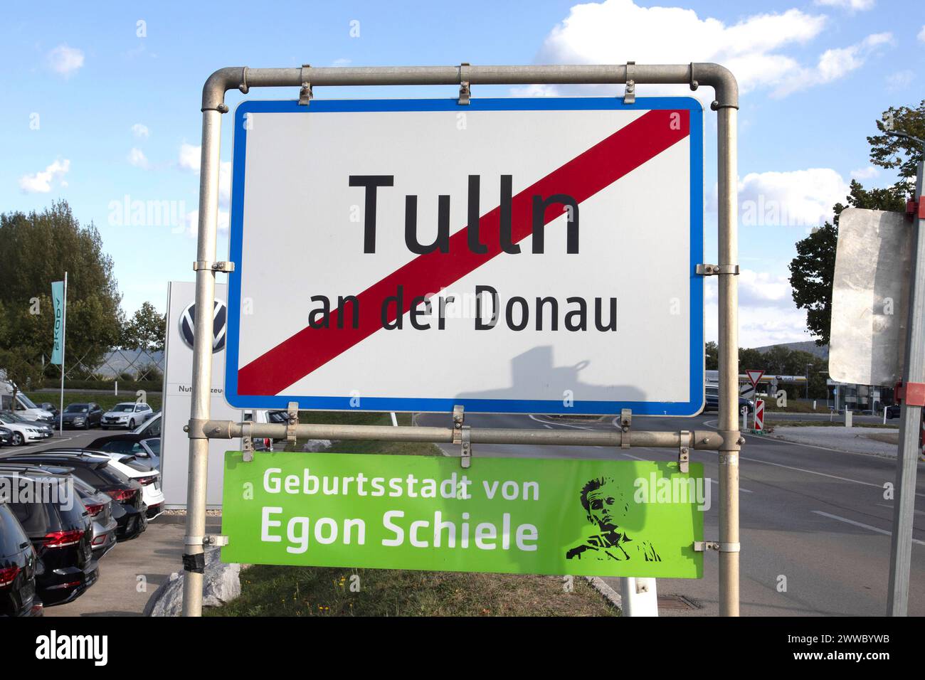 Town Sign, End Of The Town Of Tulln An Der Donau, Lower Austria ...