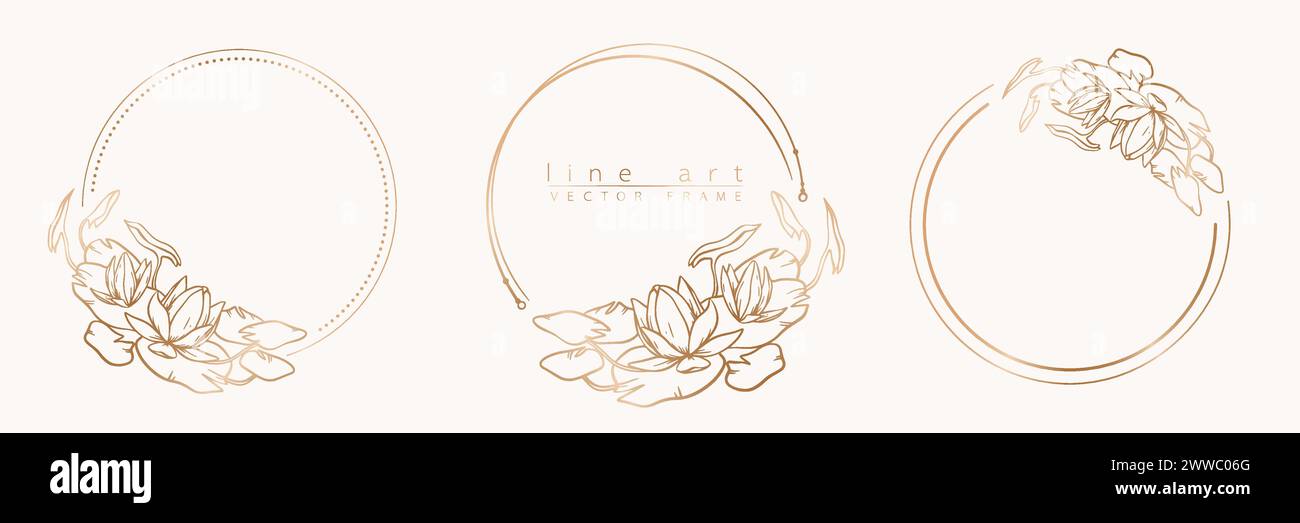 Botanical golden circle frame set Stock Vector Image & Art - Alamy