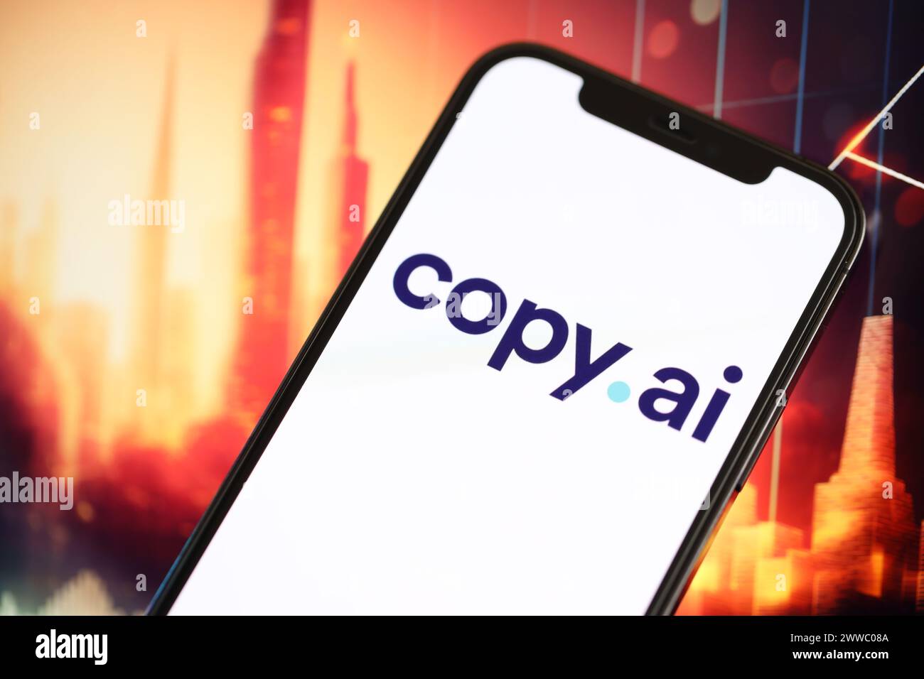 KYIV, UKRAINE - MARCH 17, 2024 CopyAI logo on iPhone display screen ...