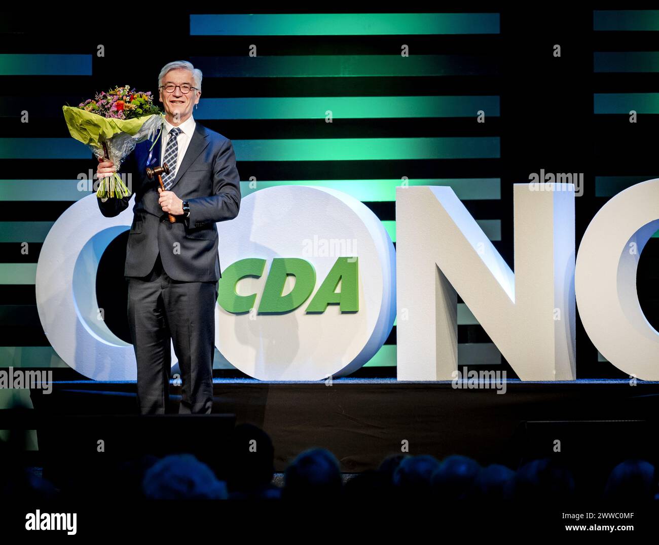 NIJKERK - Party chairman Jean Wiertz gives a speech during the CDA party conference. ANP REMKO ...
