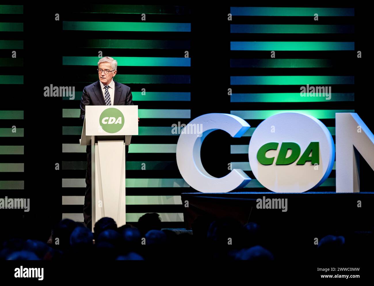 NIJKERK - Party chairman Jean Wiertz gives a speech during the CDA party conference. ANP REMKO ...