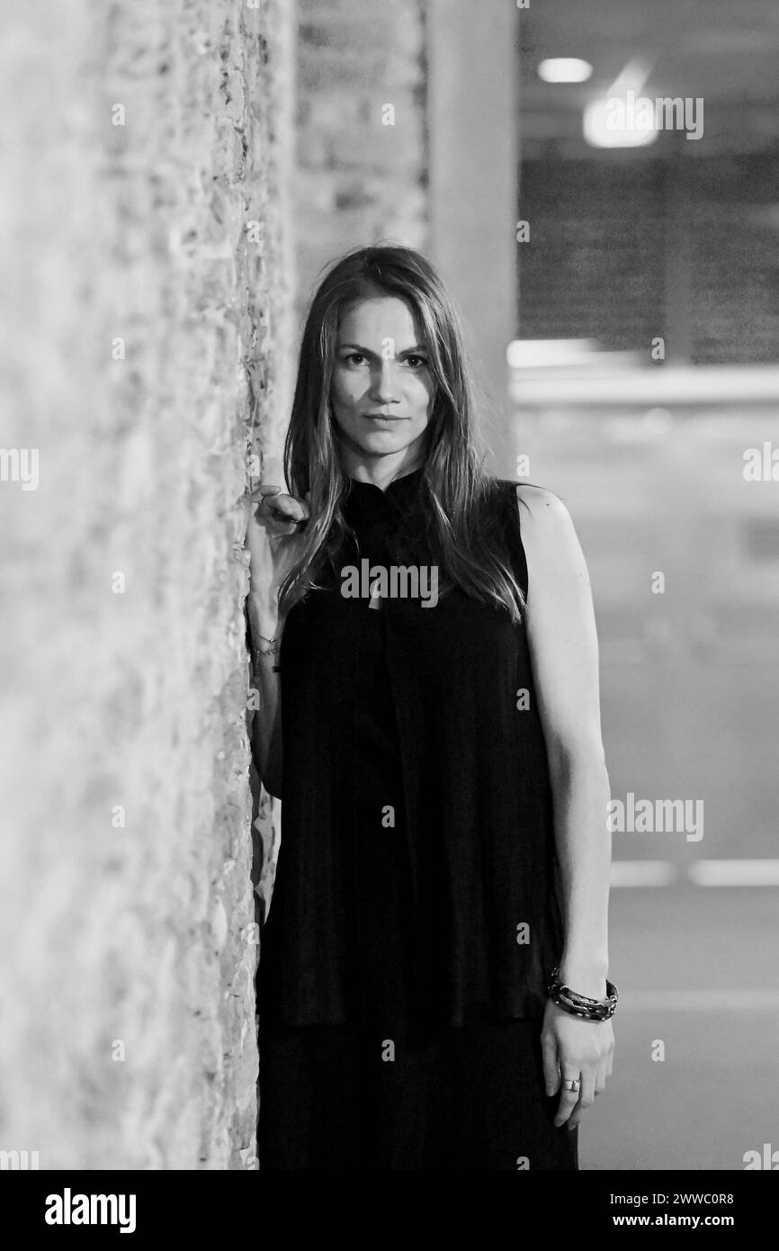 Lille, France. 21st Mar, 2024. French actress Margot Bancilhon poses ...