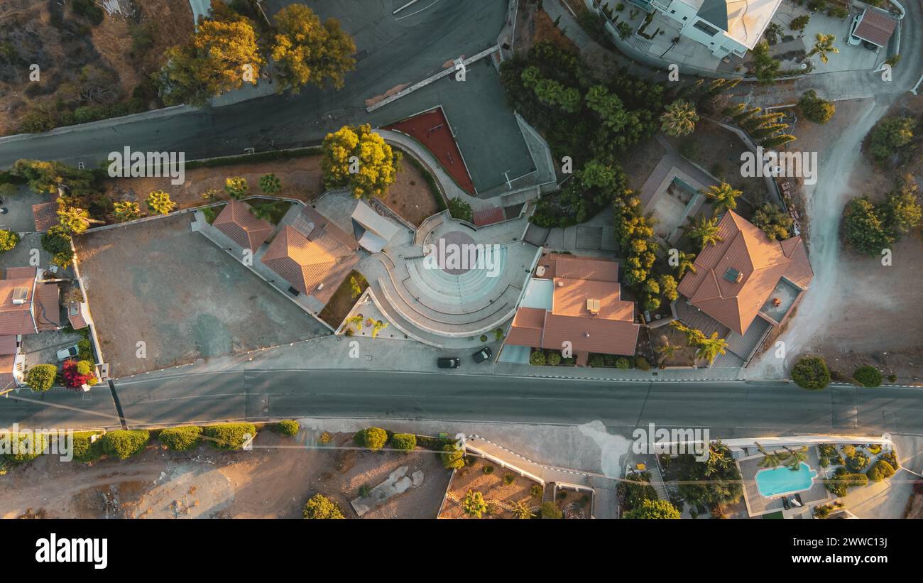 An aerial view of Moni Village, Cyprus at sunset Stock Photo - Alamy
