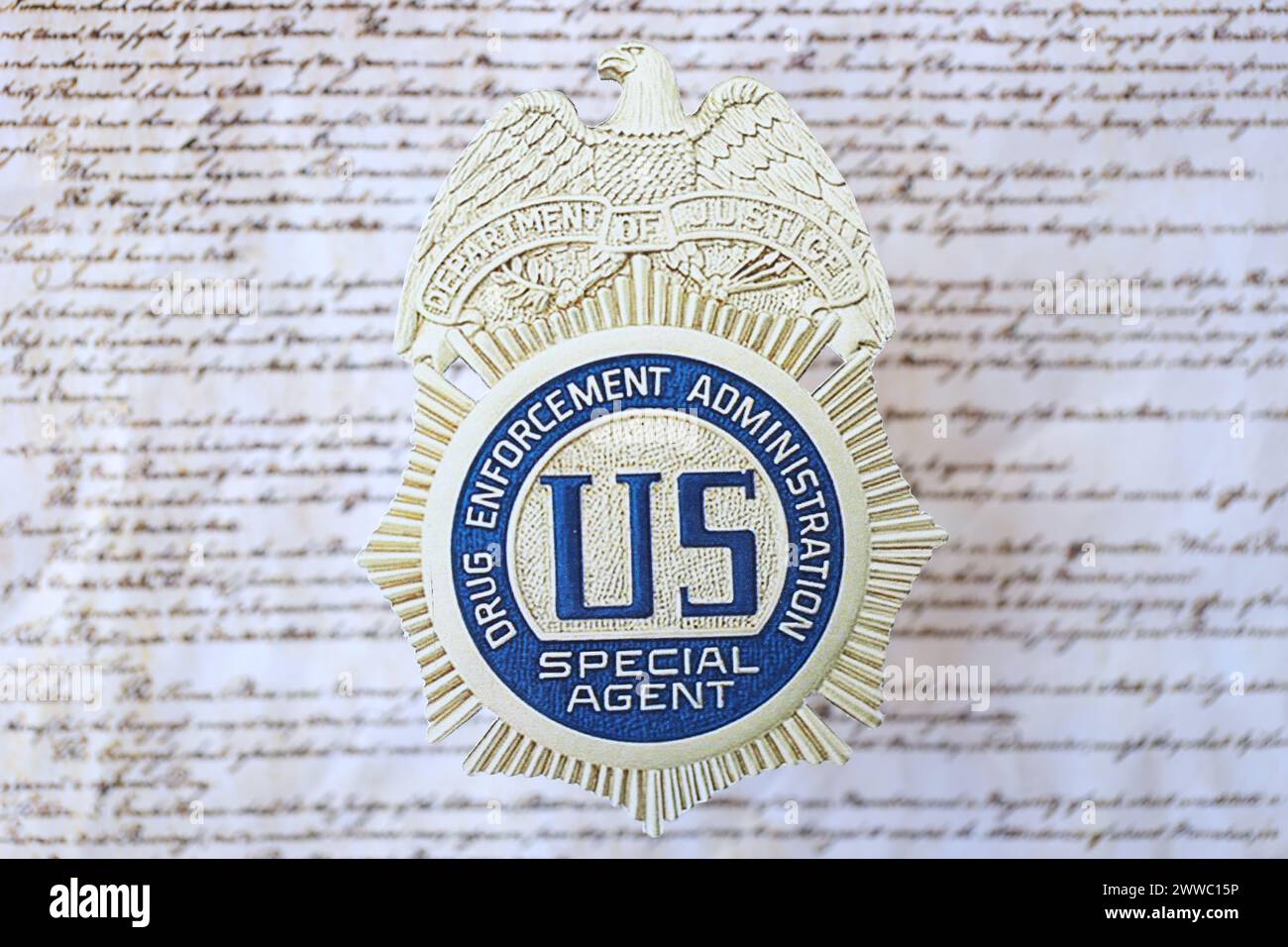 KYIV, UKRAINE - MARCH 9, 2024 US DEA Special Agent badge on United ...