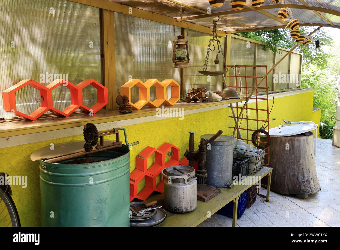 traditional old aged beekeeping equipment and tools Stock Photo - Alamy