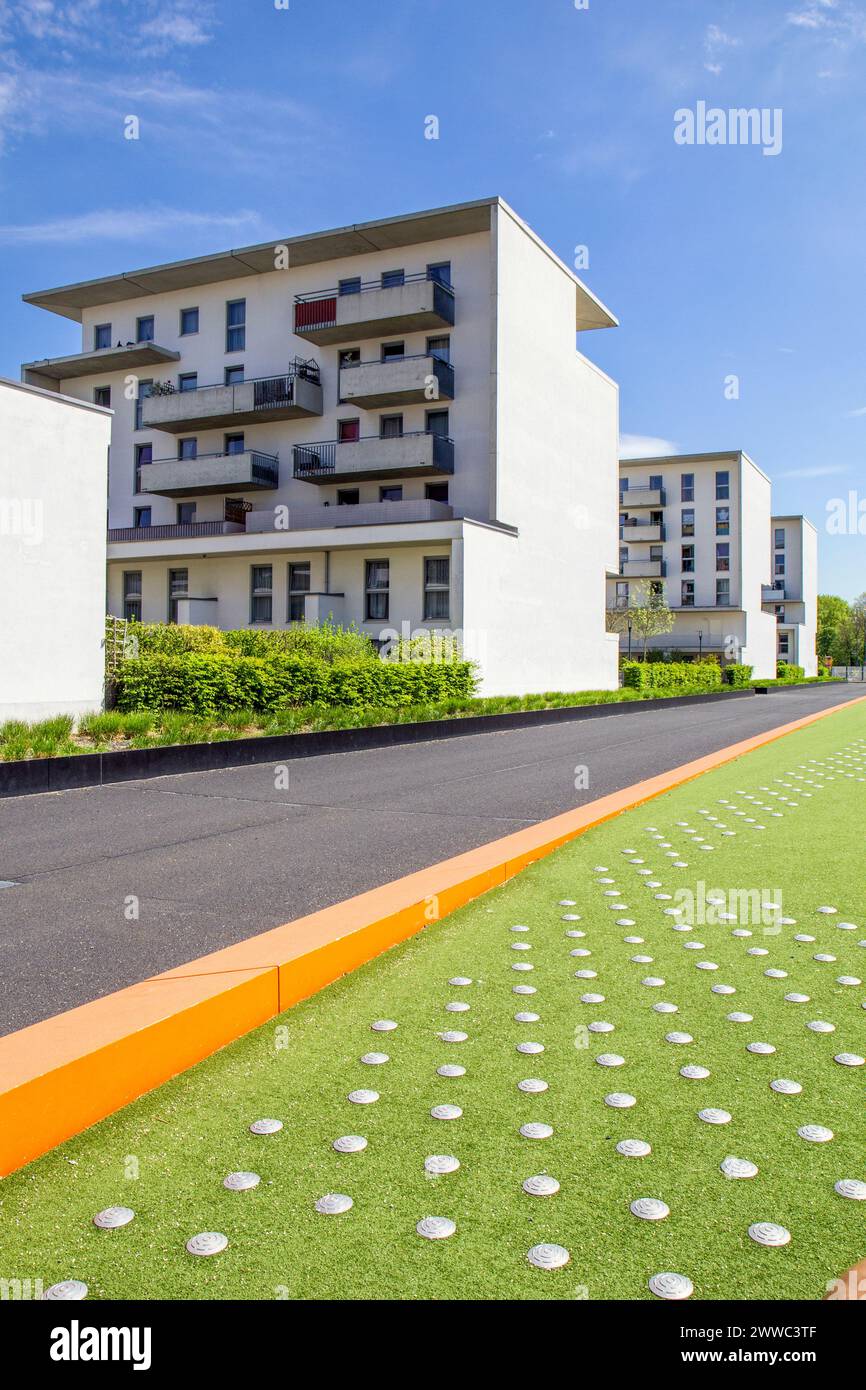 Germany, Bavaria, Munich, Road between playground and residential ...