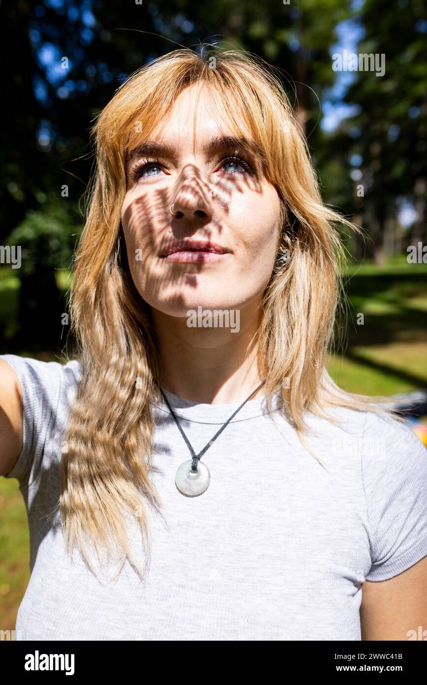 Young woman is happy about the great view hi-res stock photography and ...