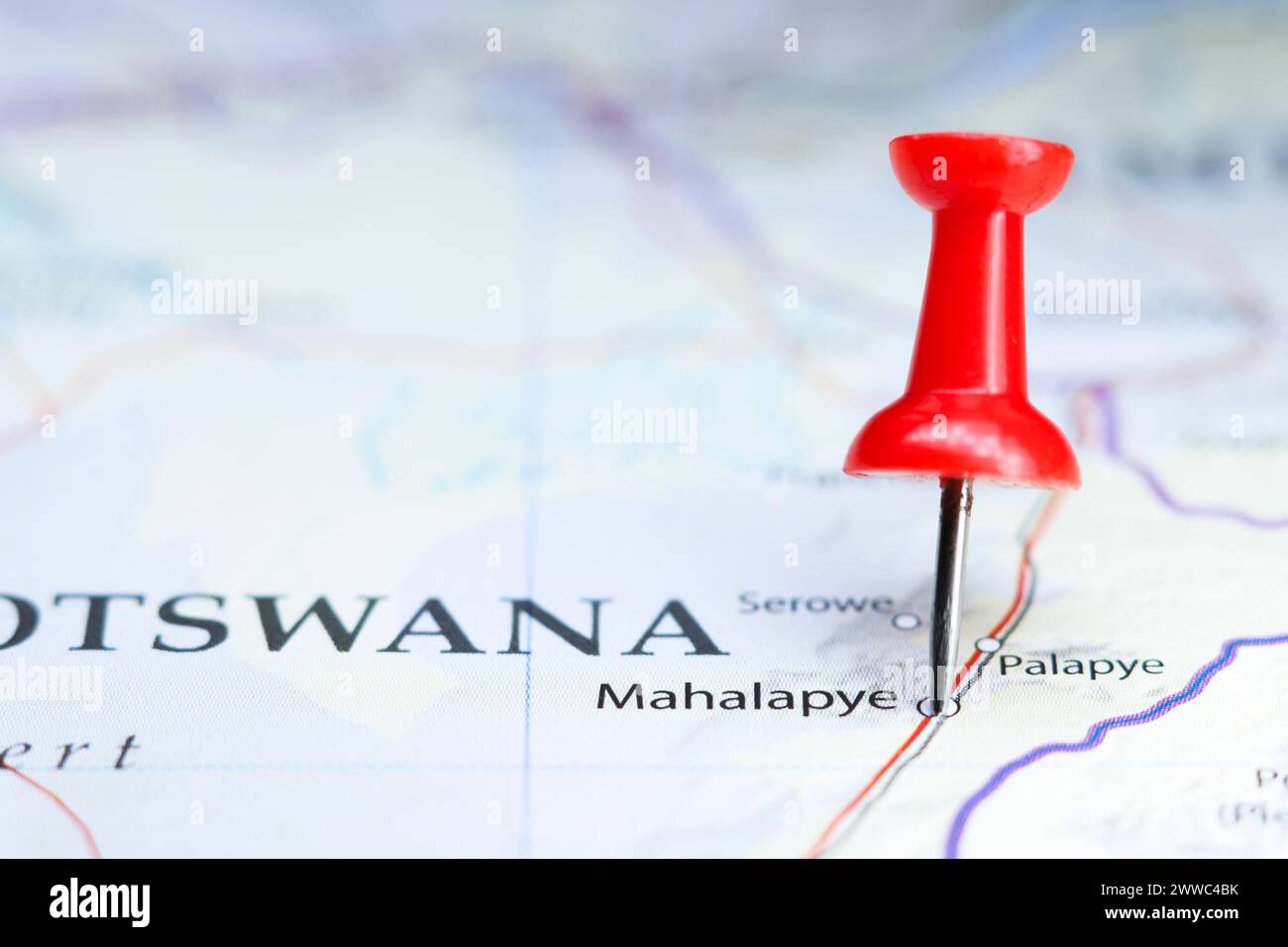 Mahalapye, Botswana pin on map Stock Photo - Alamy