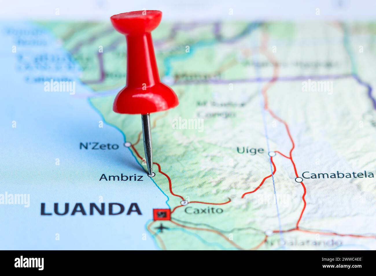 Ambriz, Angola pin on map Stock Photo - Alamy