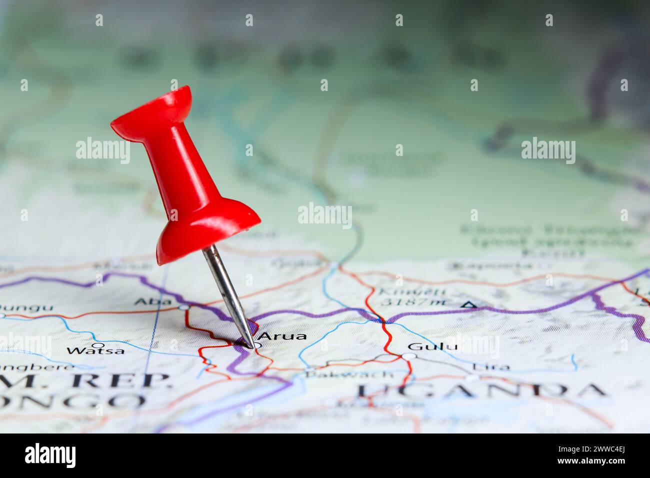Arua, Uganda pin on map Stock Photo - Alamy