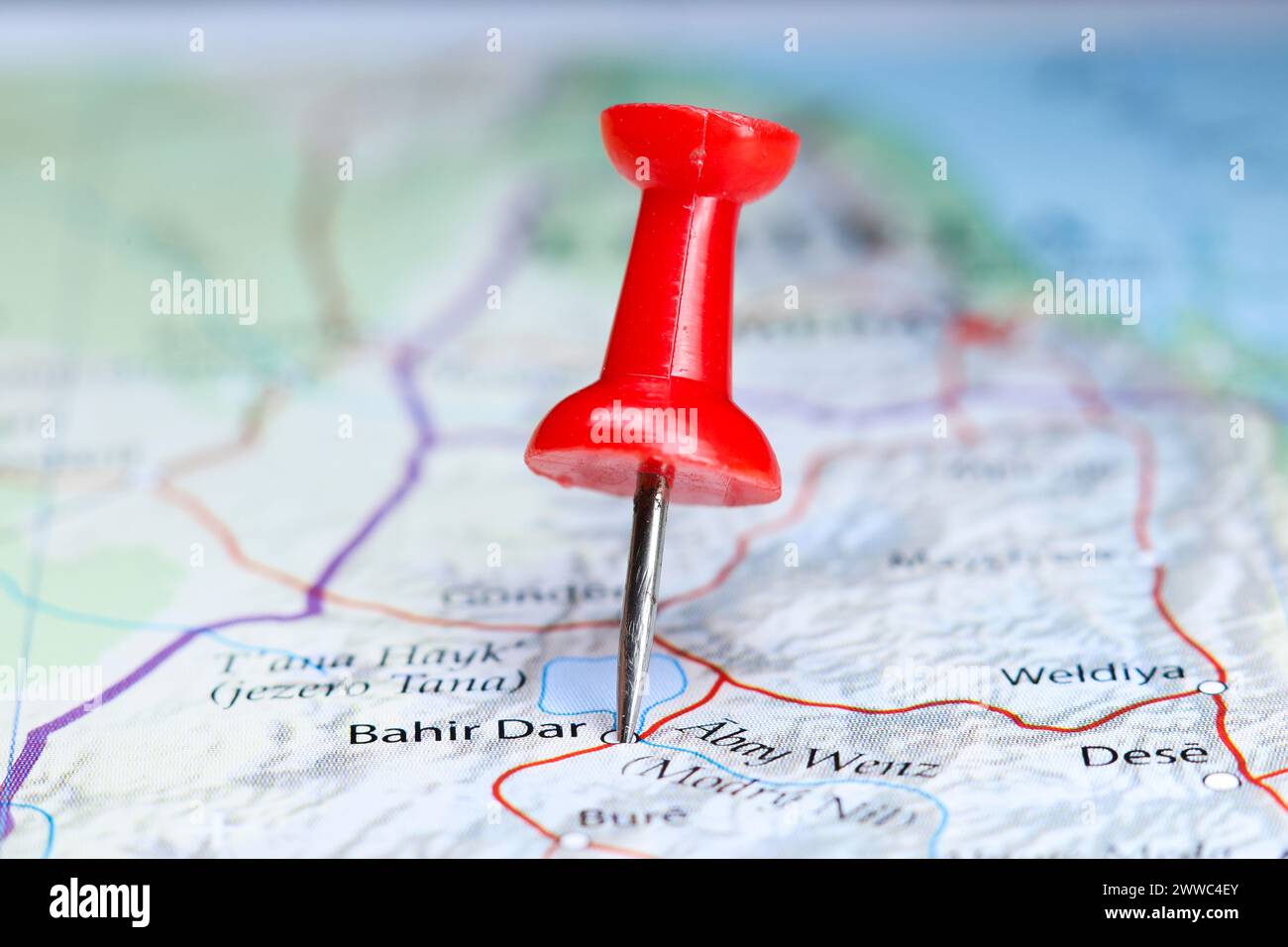 Bahir Dar, Etiopia pin on map Stock Photo - Alamy