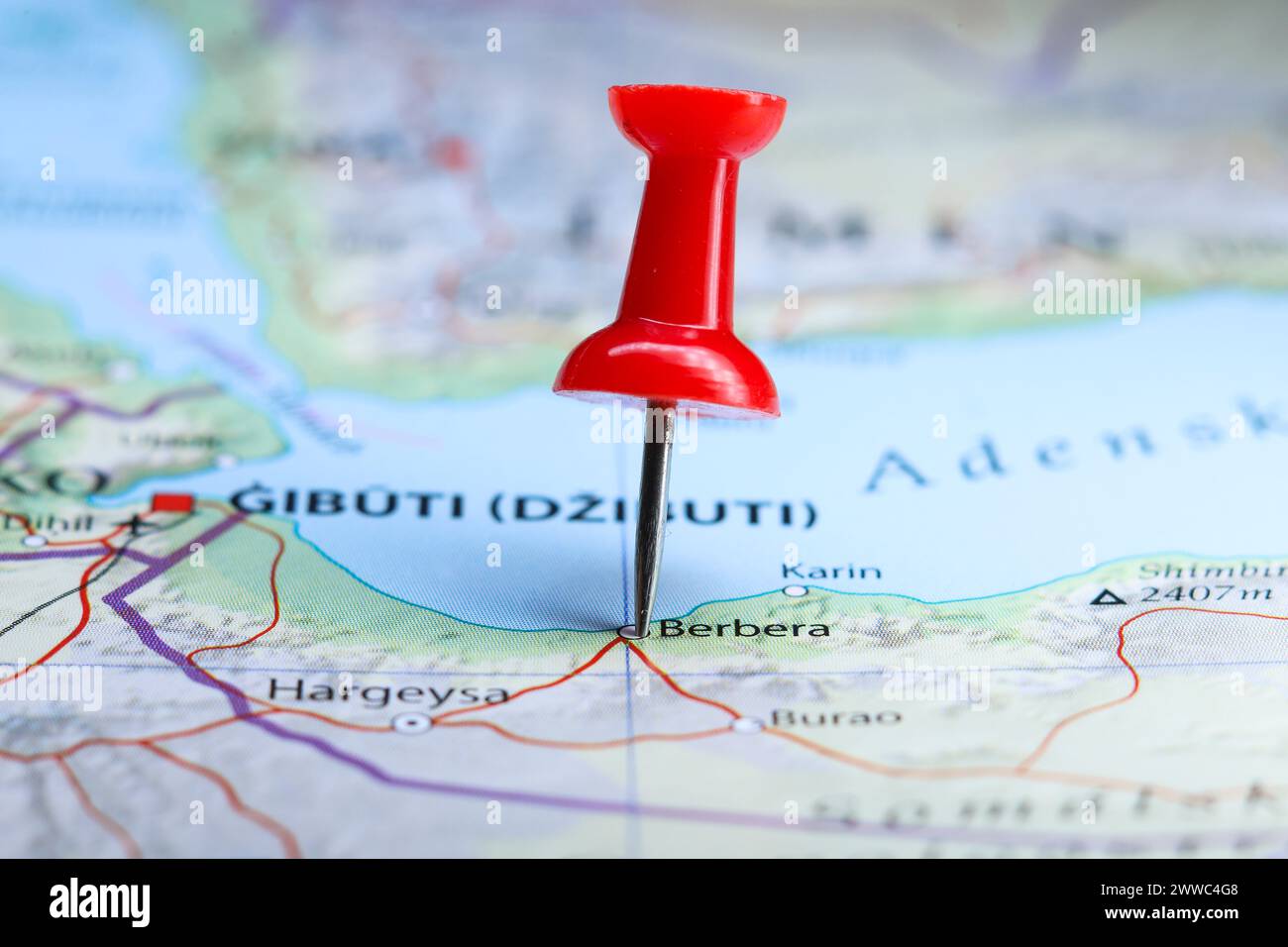 Berbera, Somalia pin on map Stock Photo - Alamy
