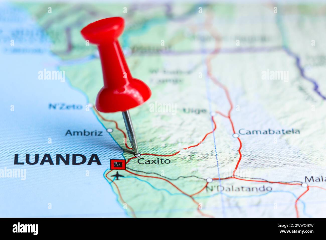 Caxito, Angola pin on map Stock Photo - Alamy