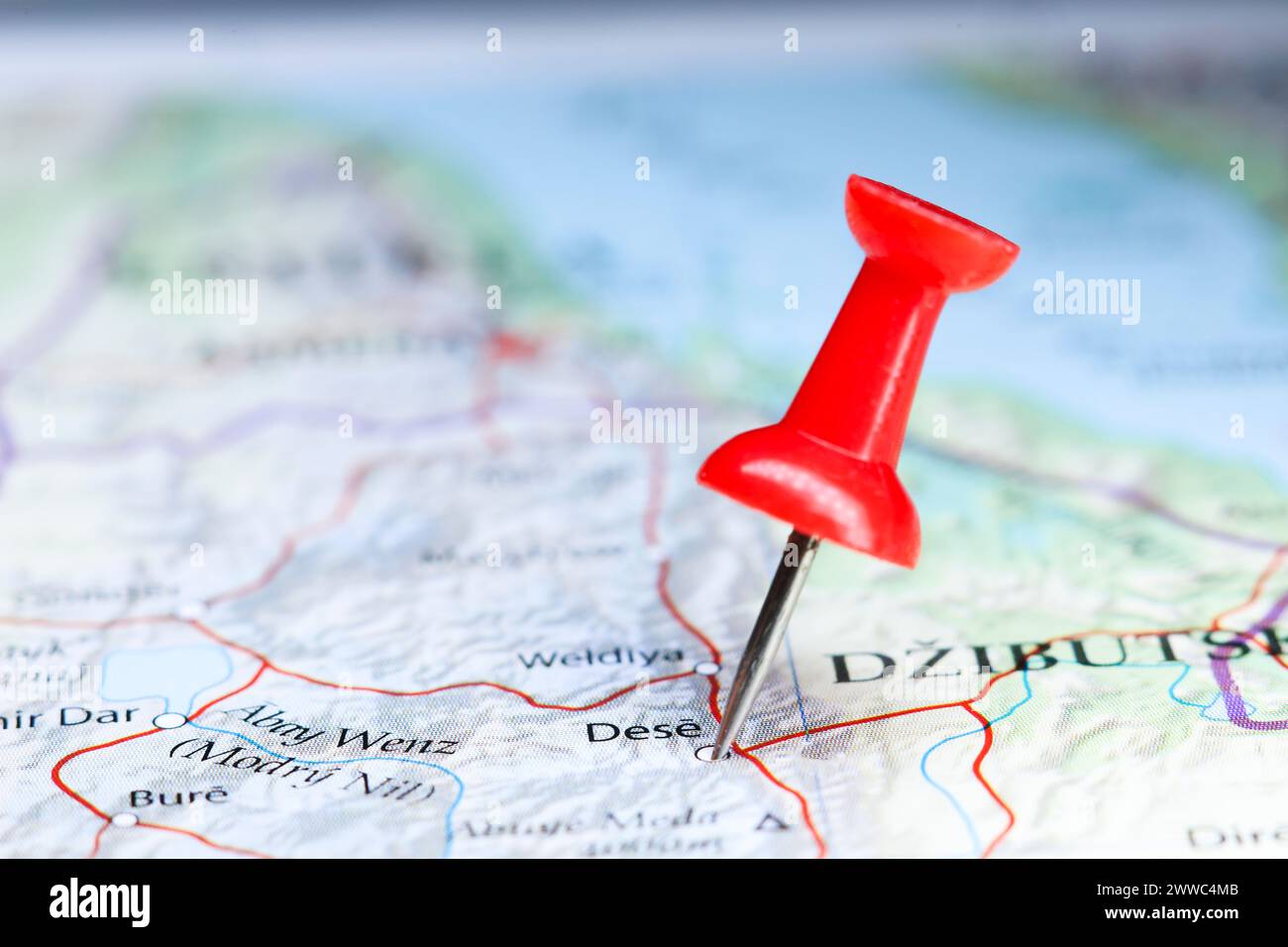 Dese, Etiopia pin on map Stock Photo - Alamy