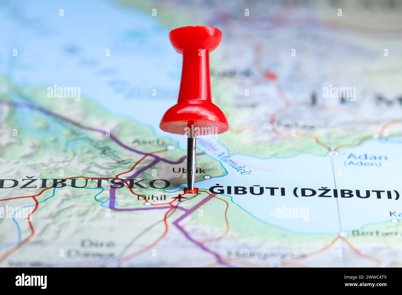 Gibouti city, Gibuti pin on map Stock Photo - Alamy