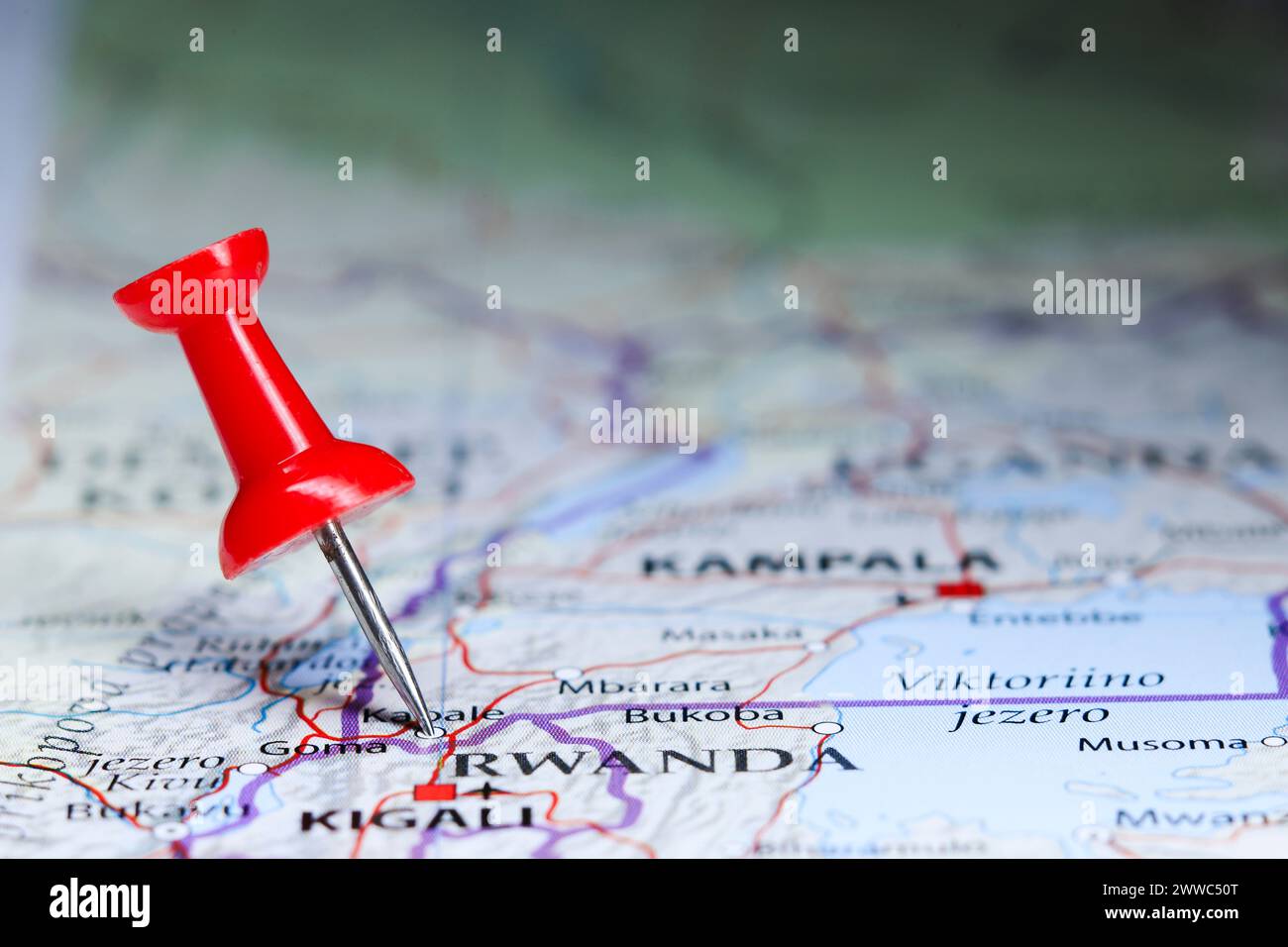 Kabale, Uganda pin on map Stock Photo - Alamy