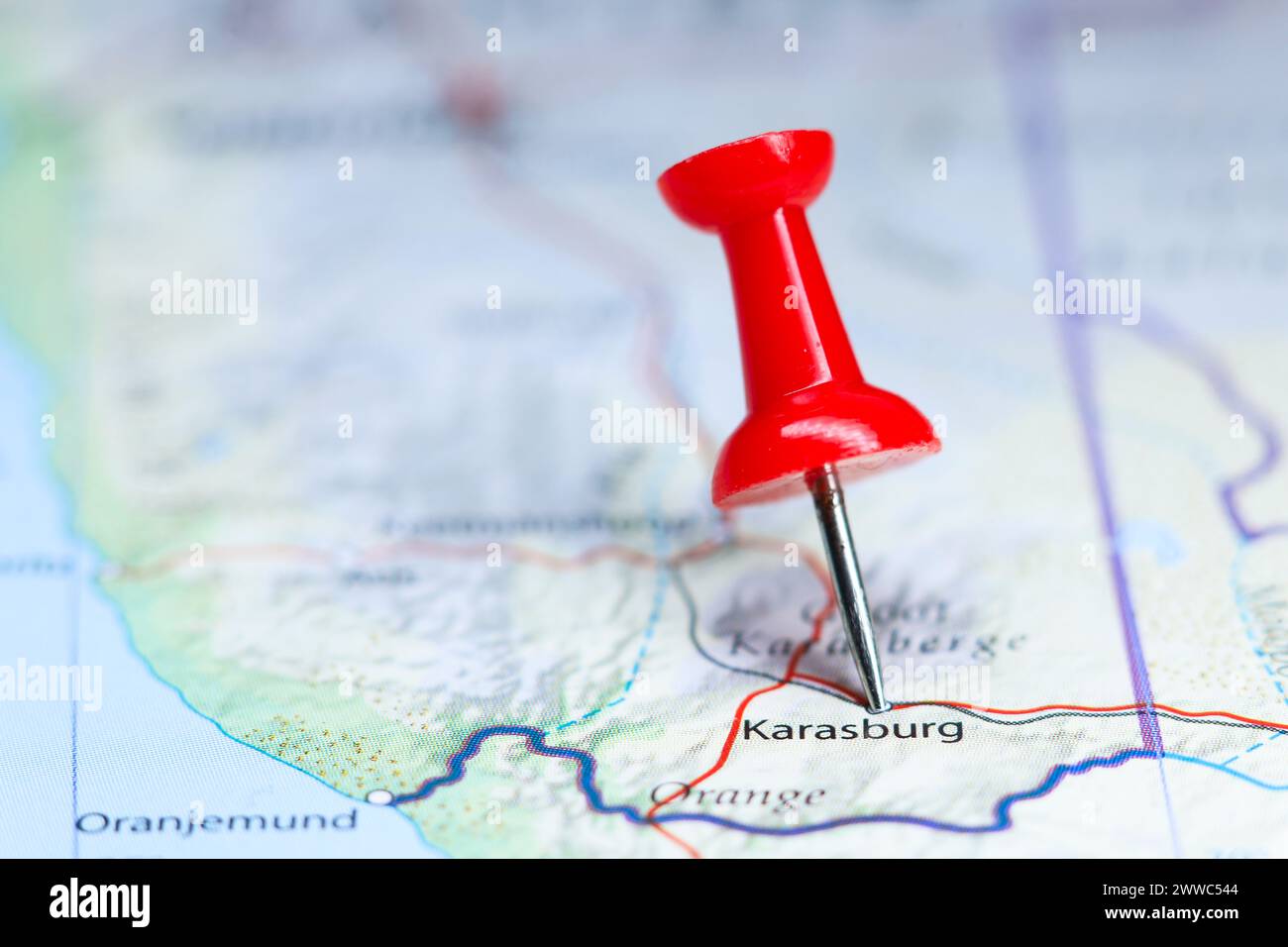 Karasburg, Namibia pin on map Stock Photo - Alamy