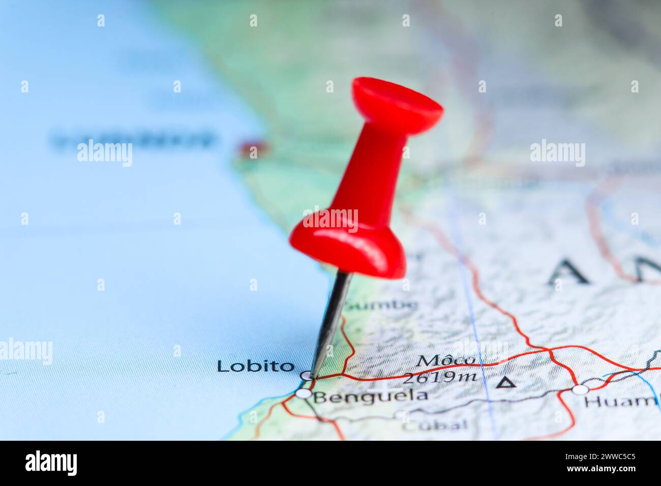 Lobito, Angola pin on map Stock Photo - Alamy