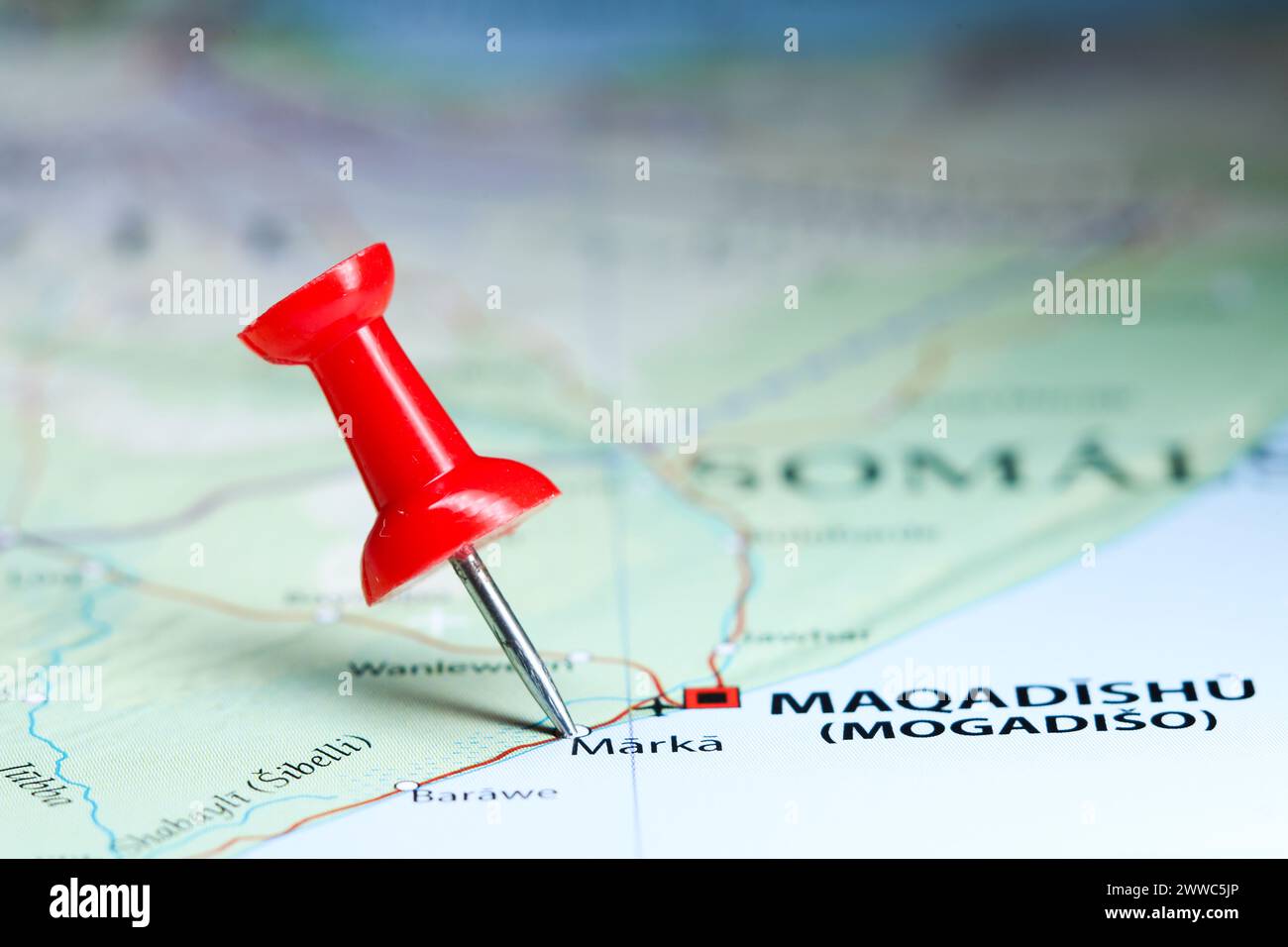 Mark, Somalia pin on map Stock Photo - Alamy