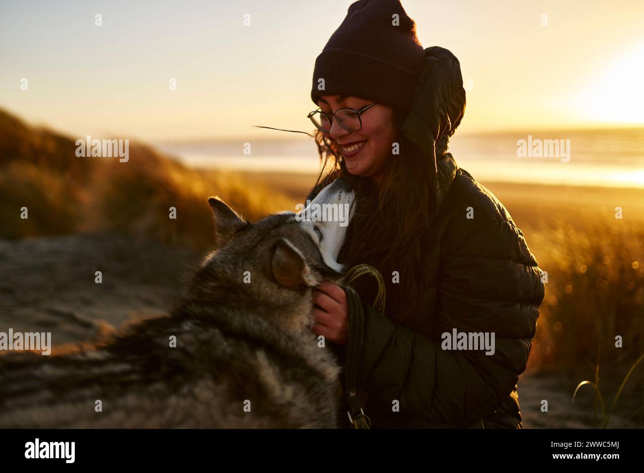 Woman funny husky dog hi-res stock photography and images - Alamy