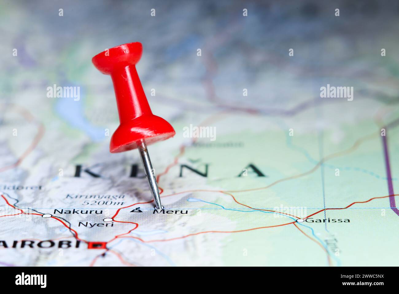 Meru, Kenya pin on map Stock Photo - Alamy