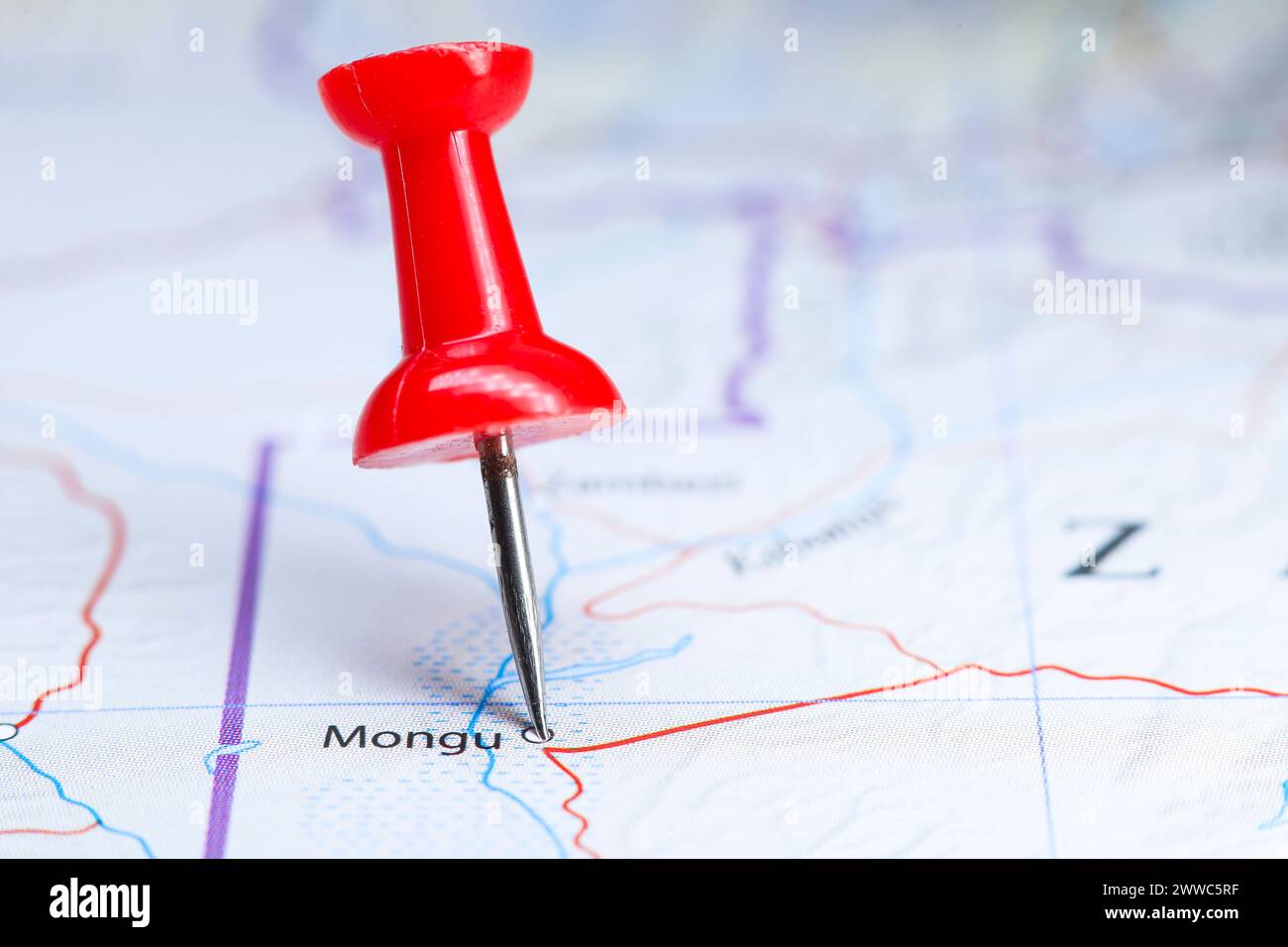 Mongu, Zambia pin on map Stock Photo - Alamy