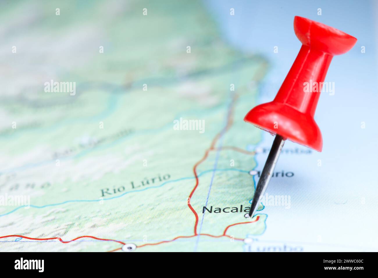 Nacala, Mozambique pin on map Stock Photo - Alamy