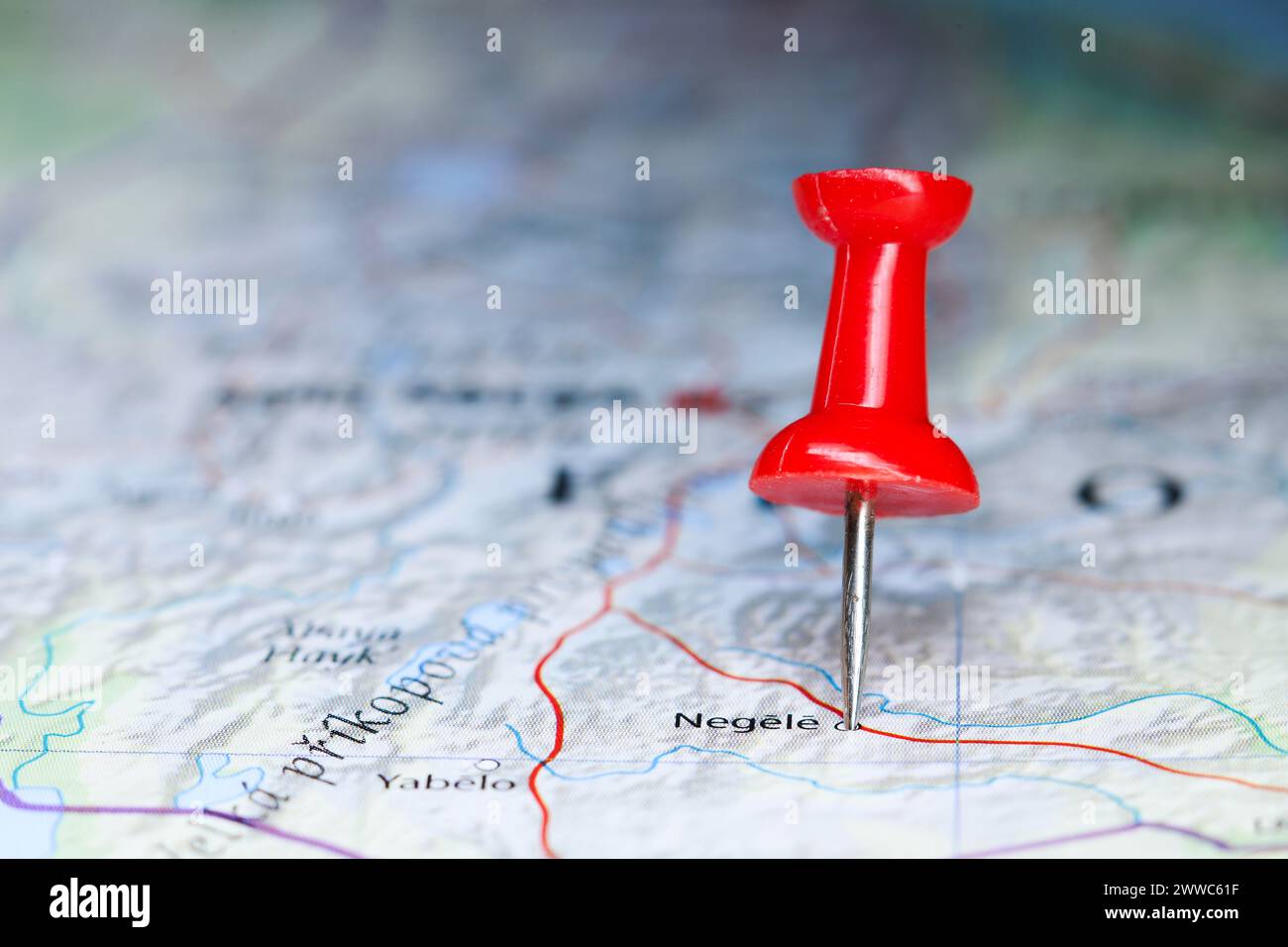 Negele, Etiopia pin on map Stock Photo - Alamy