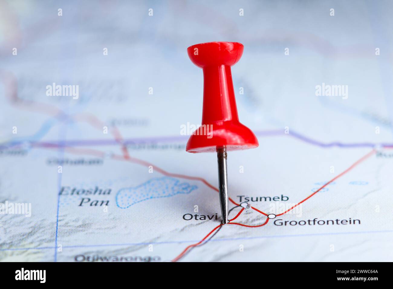 Otavi, Namibia pin on map Stock Photo - Alamy