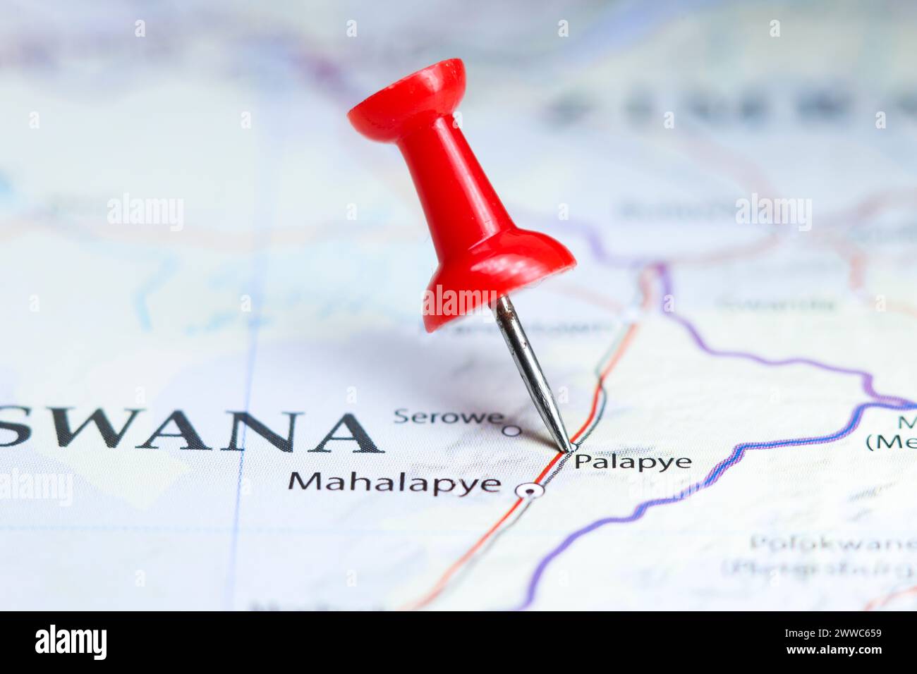 Palapye, Botswana pin on map Stock Photo - Alamy
