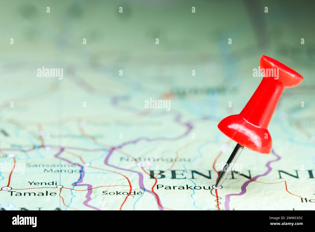 Parakou, Benin pin on map Stock Photo - Alamy