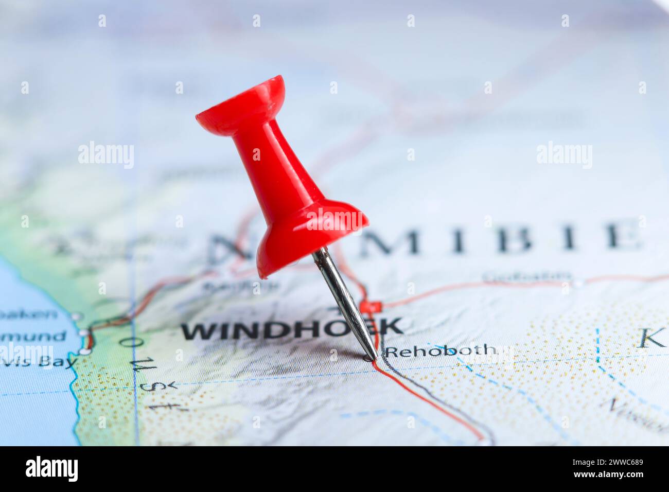 Rehoboth, Namibia pin on map Stock Photo - Alamy