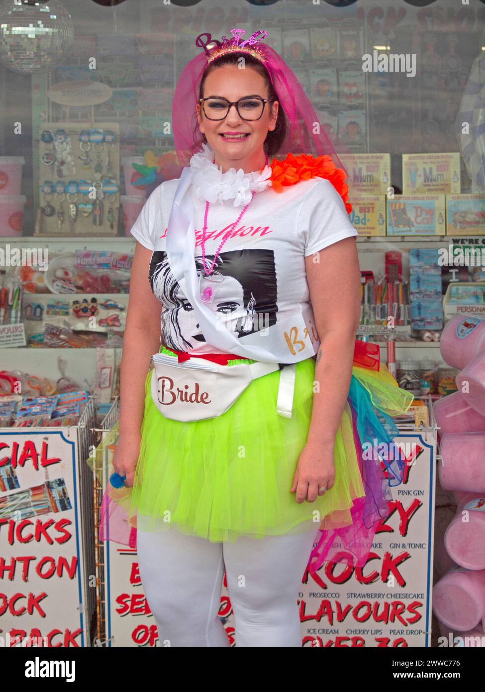A bride-to-be on her hen do in Brighton, England Stock Photo - Alamy
