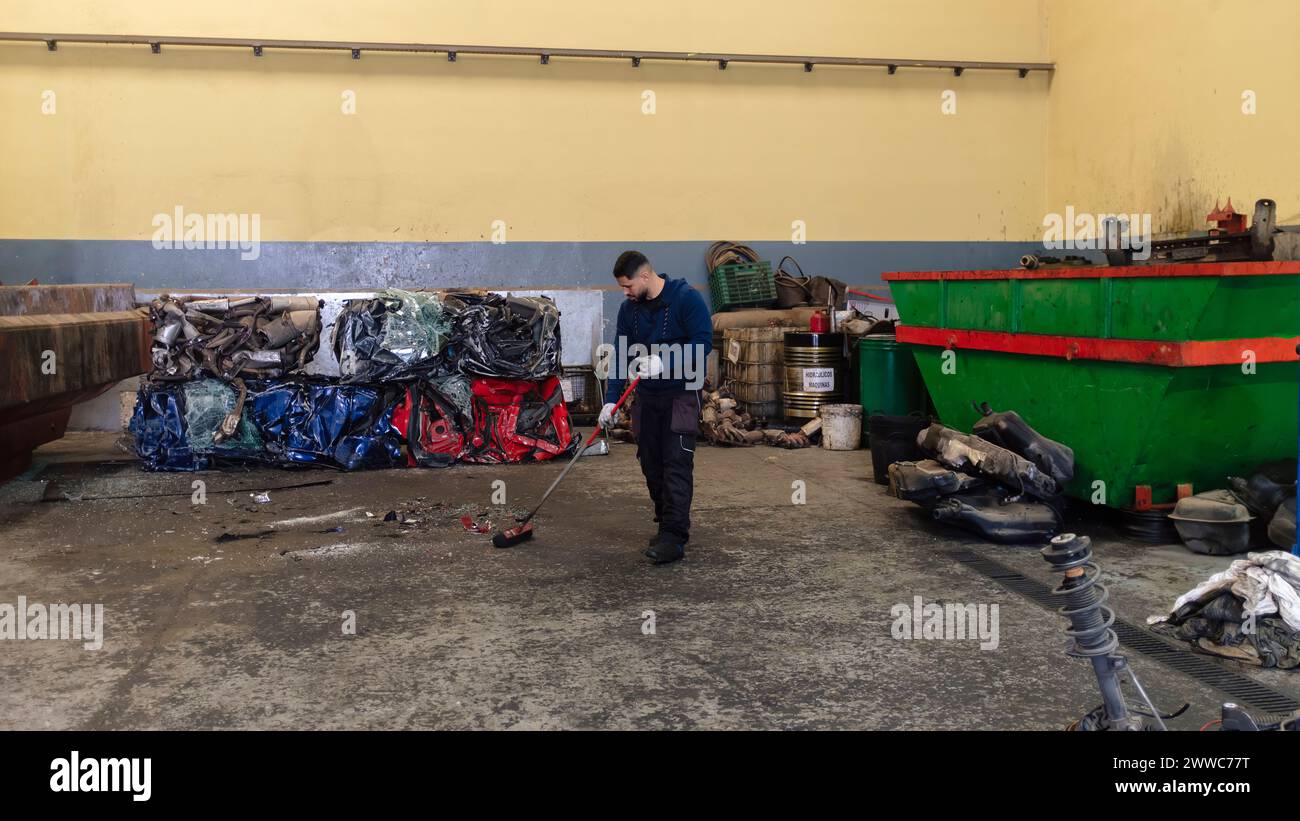 Blue collar worker sweeping hi-res stock photography and images - Alamy