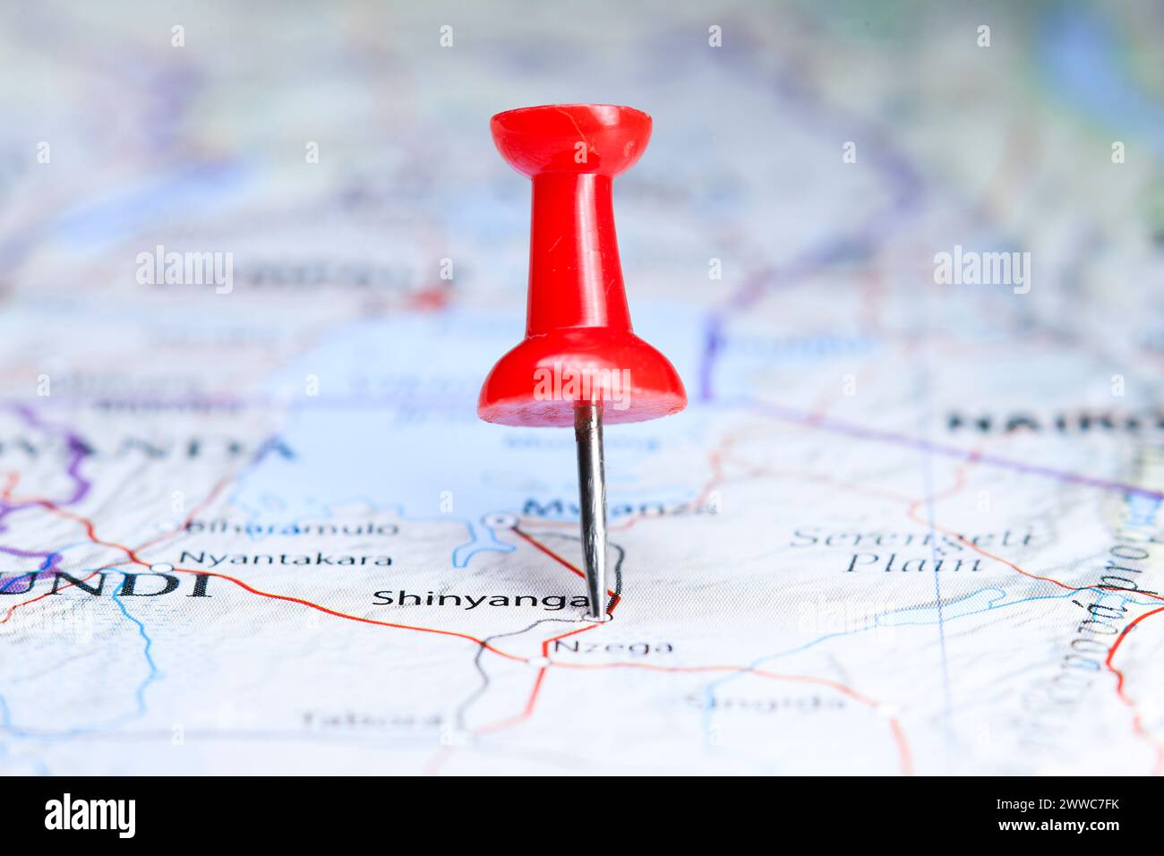 Shinyanga, Tanzania pin on map Stock Photo - Alamy