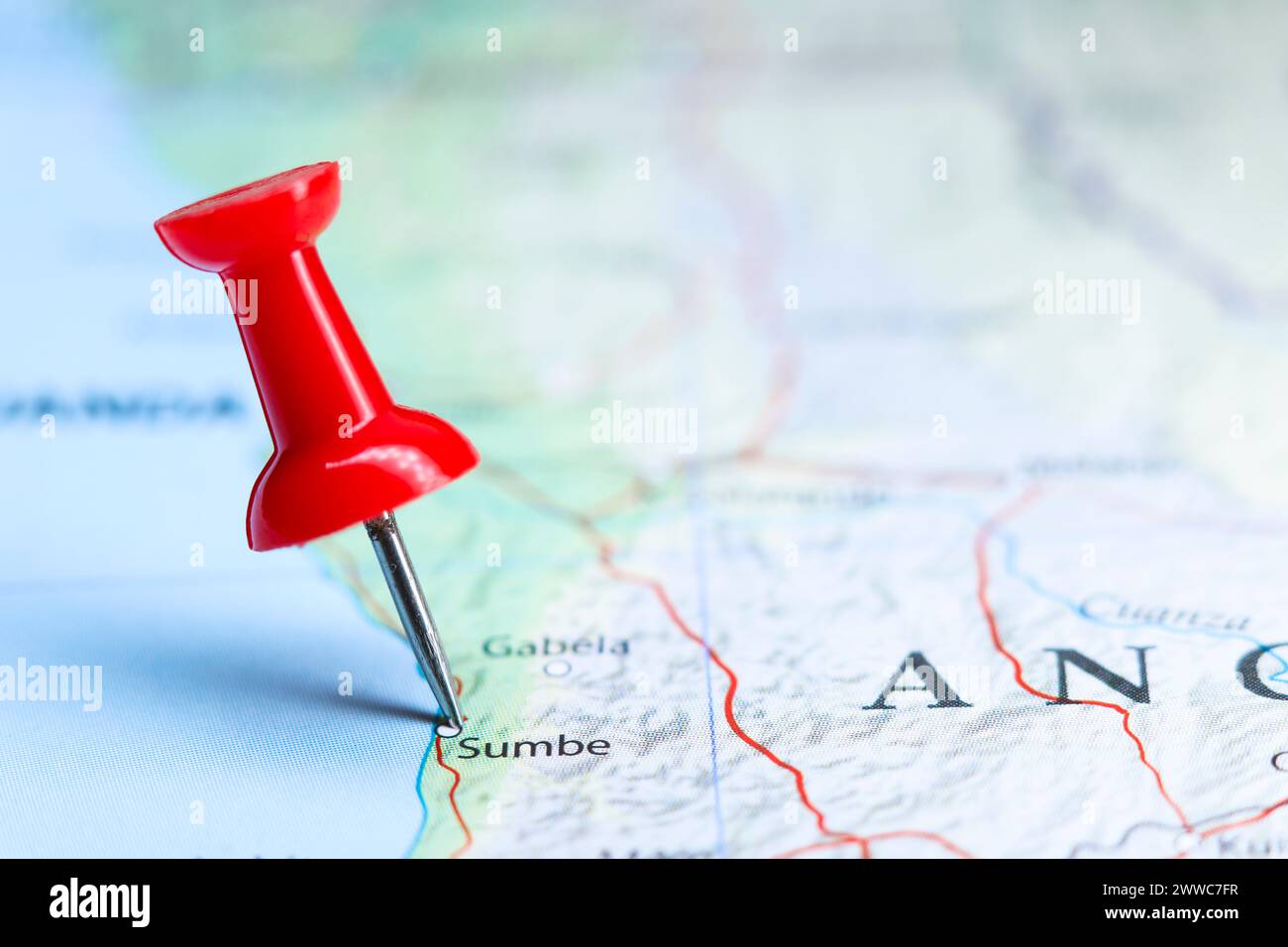 Sumbe, Angola pin on map Stock Photo - Alamy