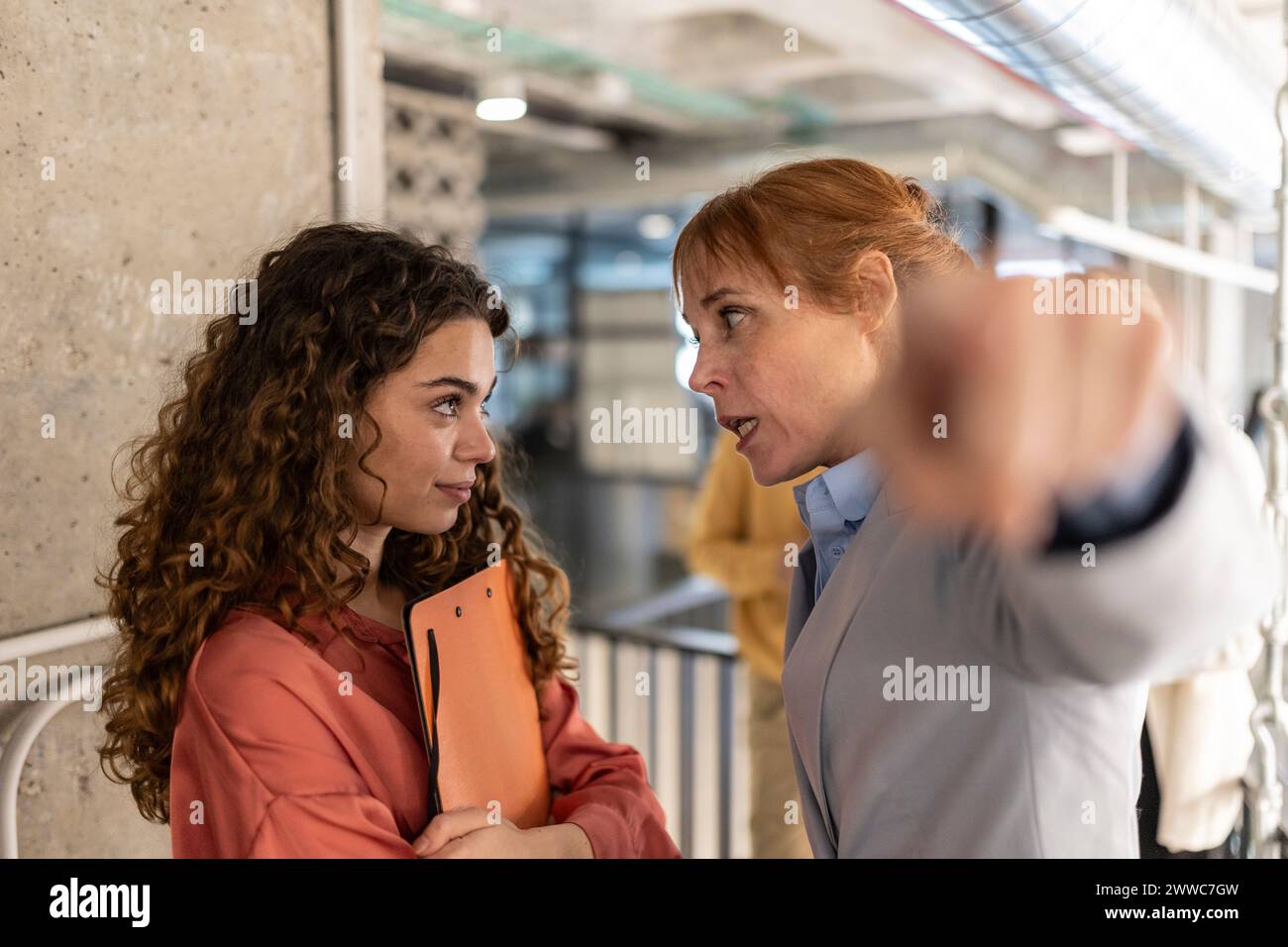 Mature manager yelling at colleague in office Stock Photo - Alamy